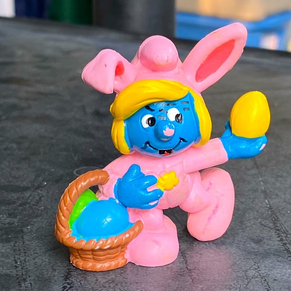 Holiday | Vintage Schleich Portugal Smurf Figure Smurfette Pink Easter ...